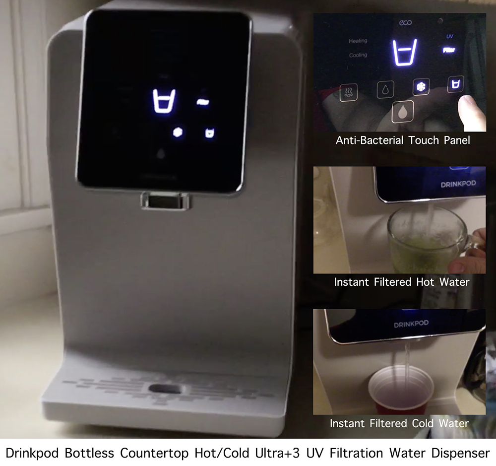DRINKPOD Bottleless Countertop Hot Cold UV Water Filtration System ...
